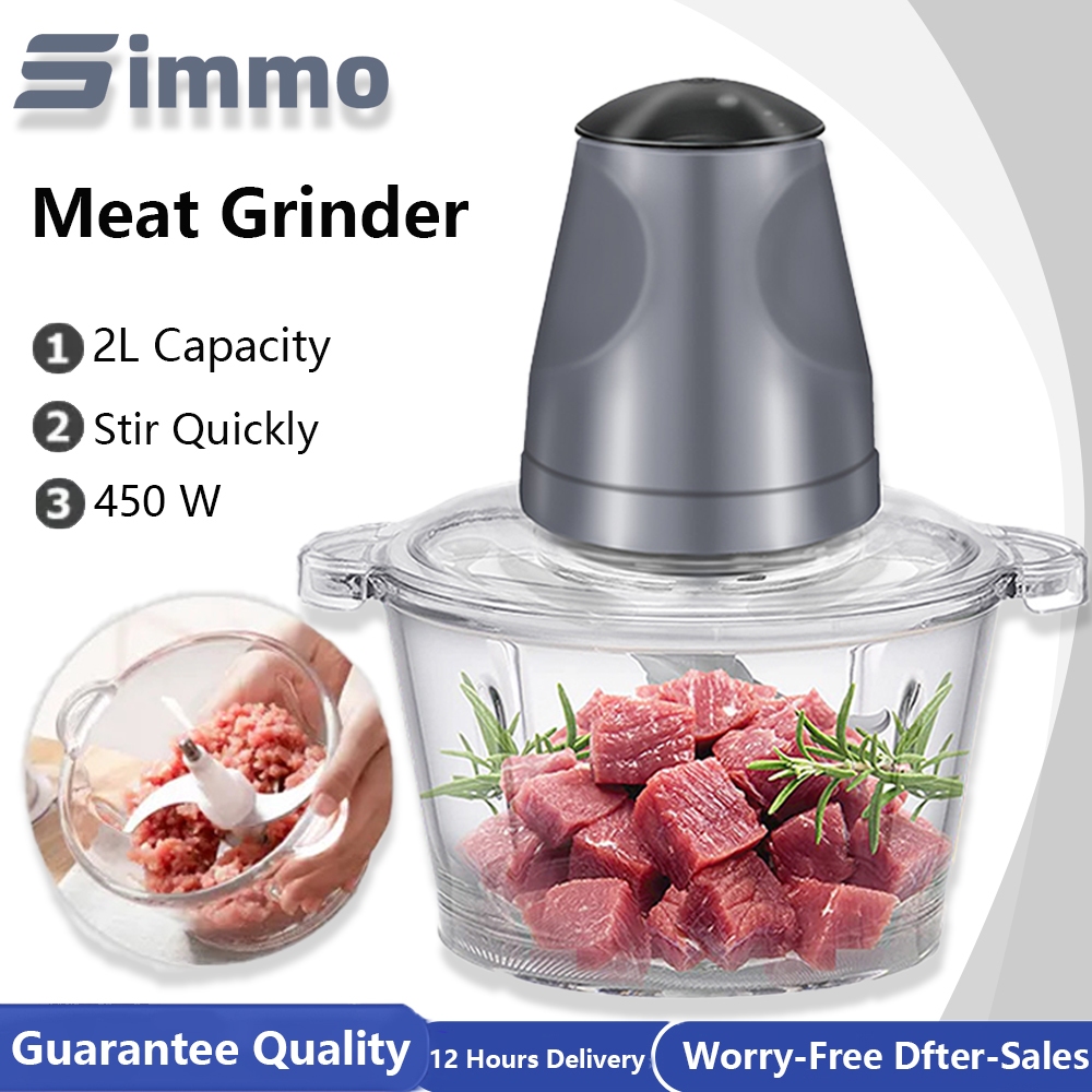 Simmo Meat Grinder Food Processor Blende 450W 4 Blades Chopper Blender 2L | Shopee Malaysia