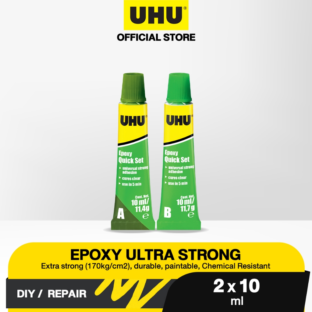 UHU Original Epoxy Glue Quick Set & Ultra Strong (10ml x 2 Packs ...