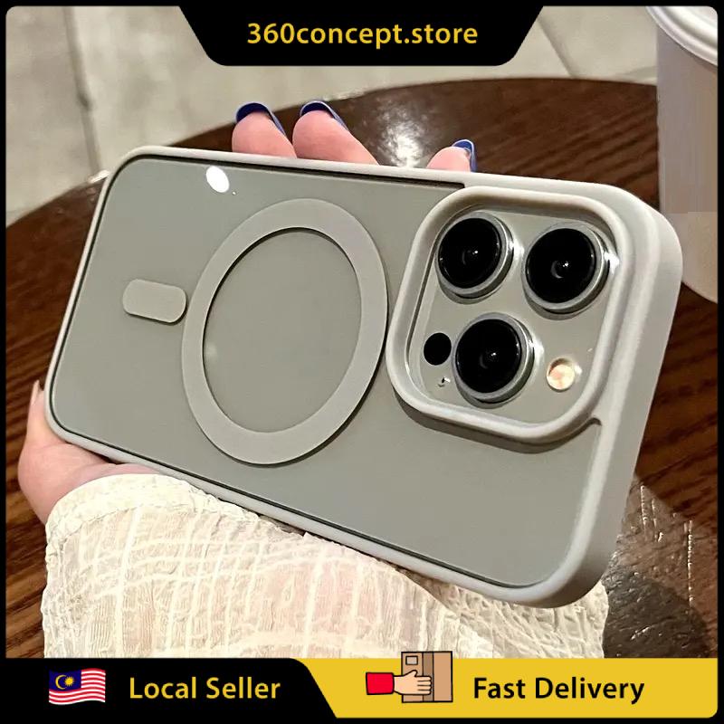 Sarung Telefon Keras Magnetik Transparan Akrilik untuk iPhone 11 12 13 ...