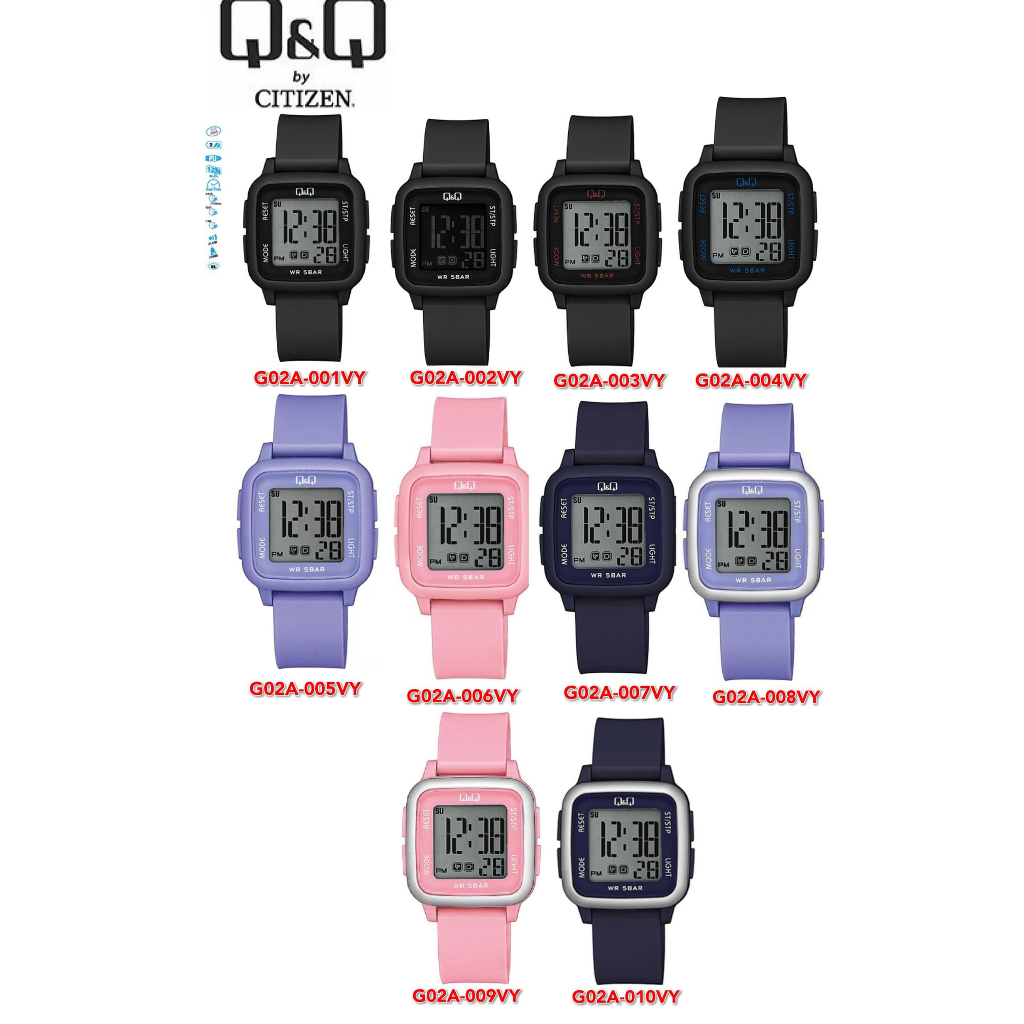 Q&Q By Citizen G02A Unisex Resin Digital Watch With Stopwatch Alarm Calendar | Shopee Malaysia