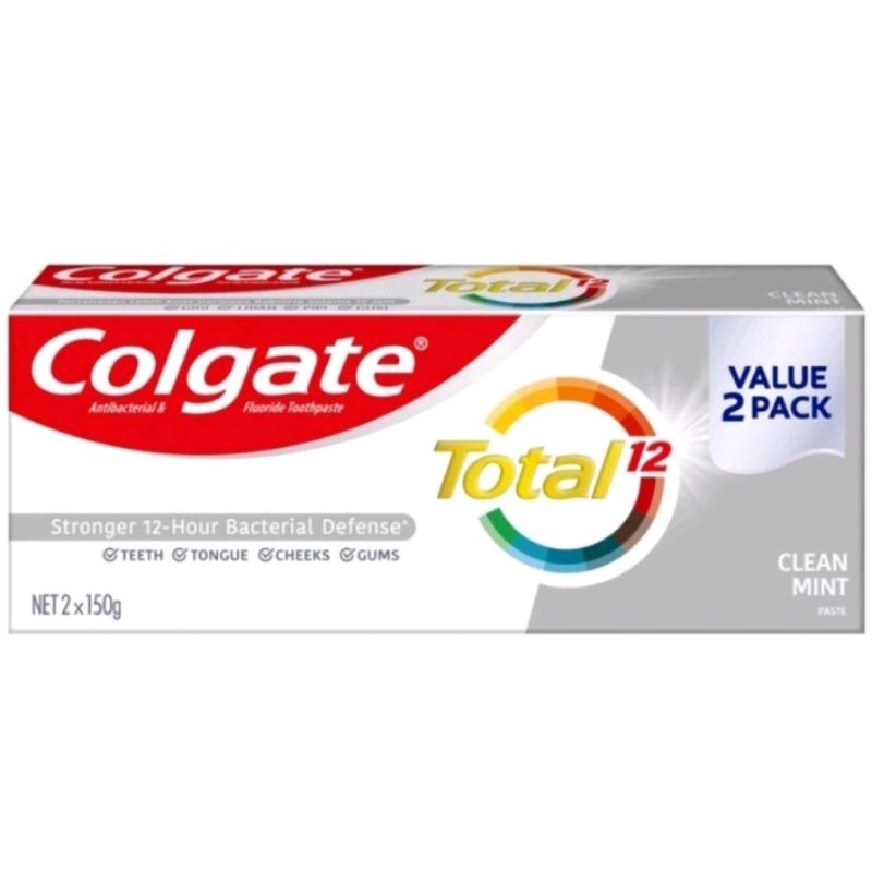 COLGATE Total 12 Value Twin Pack 150g x 2 150 Whitening, Pro Clean ...