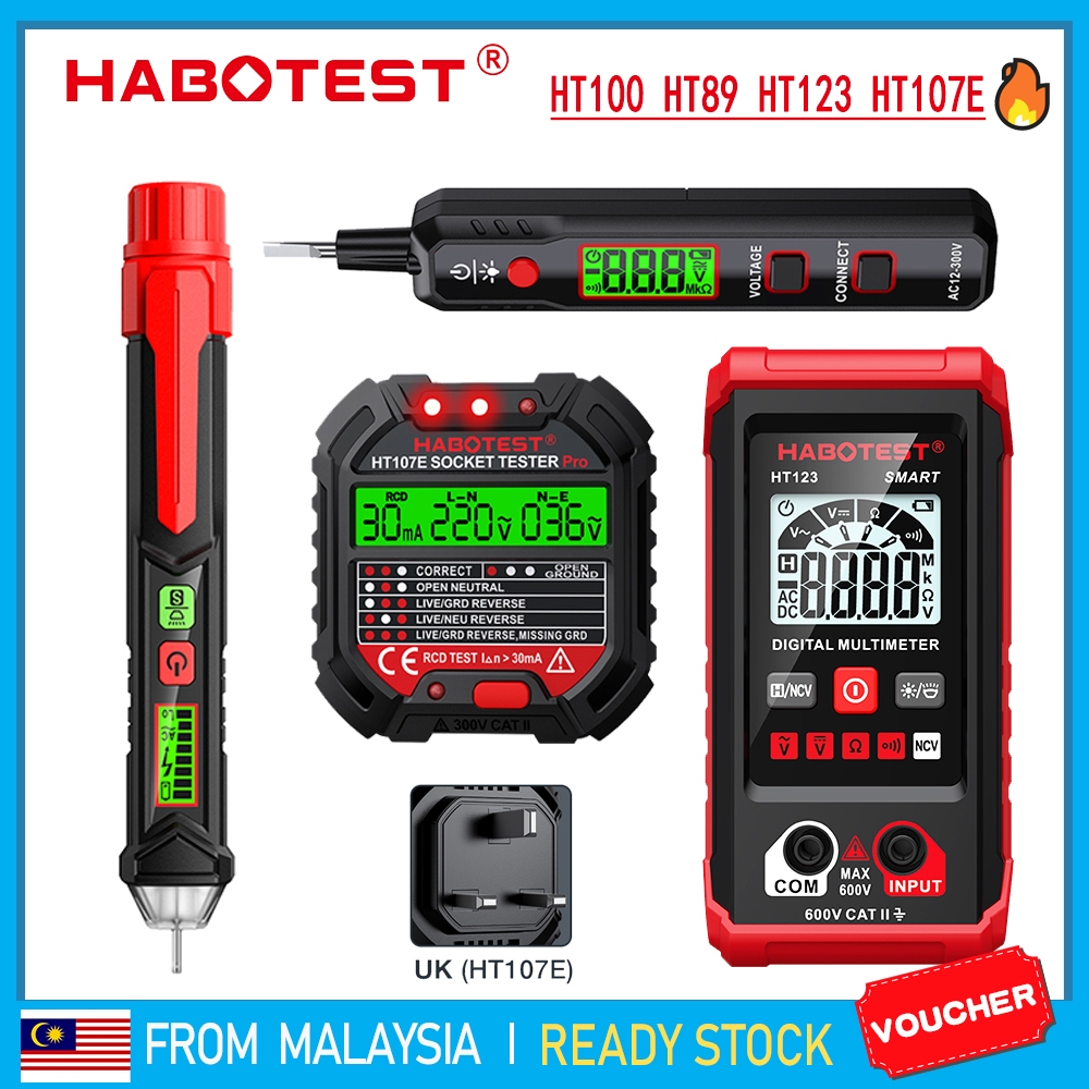 HABOTEST HT100+HT89 Non-Contact AC Voltage Tester 12-300V Digital ...
