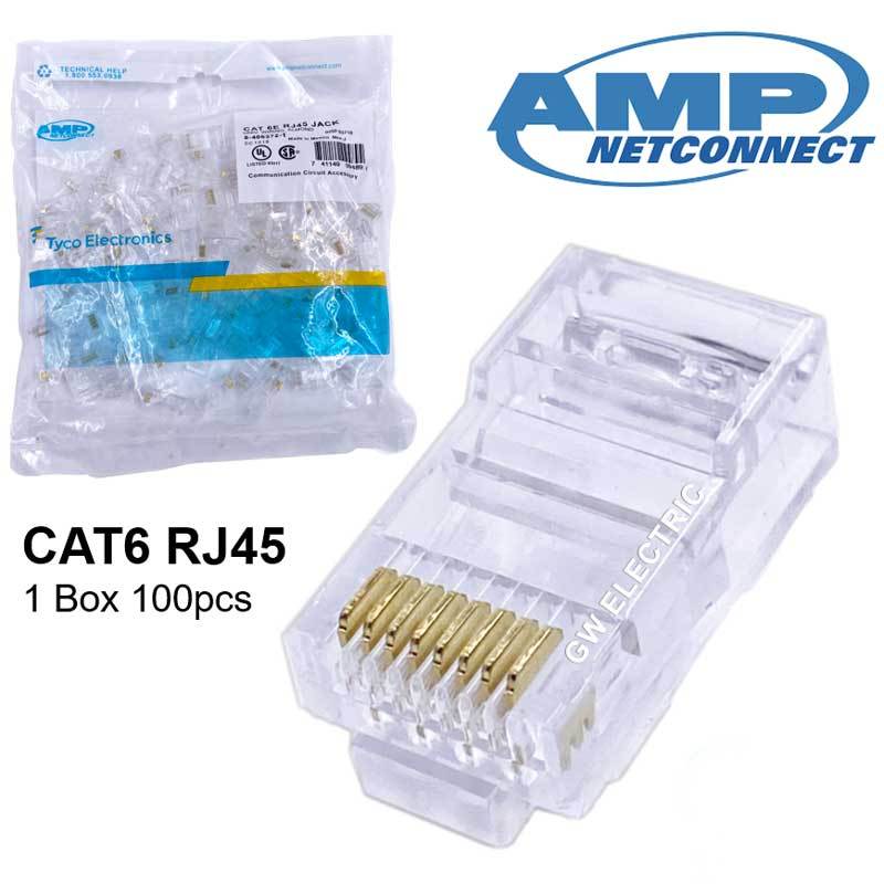 20/50/100pcs AMP Tyco RJ45 CAT6 8P8C Modular Plug Network Connector ...