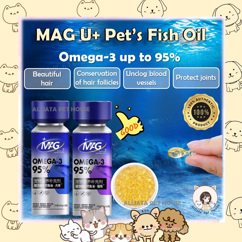 [READY STOCK] MAG Pet Fish Oil Cat Dog Fish Oil Supplements 500mg Omega ...
