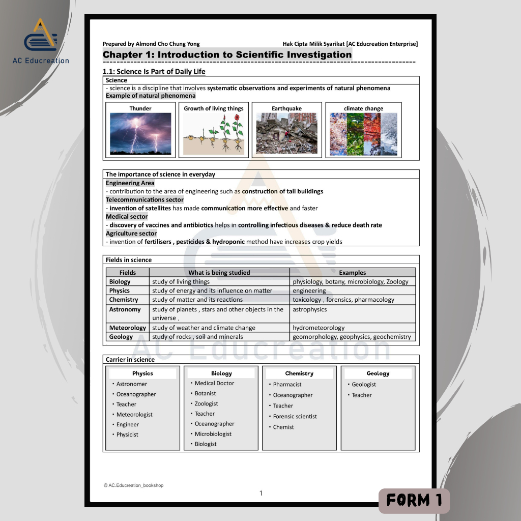 SCIENCE / SAINS TINGKATAN 1-3 KSSM NOTA LENGKAP [Malay & Eng Version] #NOTA RINGKAS #MUDAH ...