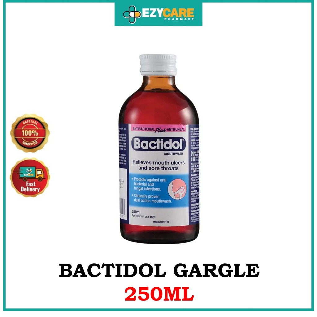 Bactidol Sore Throat & Ulcers Fast Relief Mouthwash (250ml) | Shopee ...