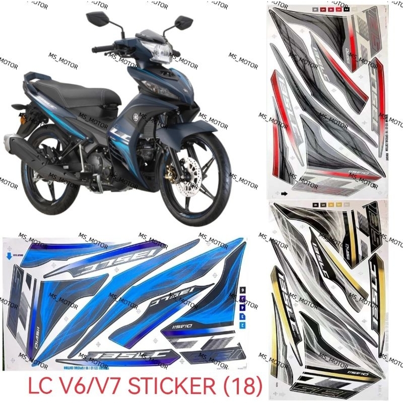LC135 V2 V3 V4 V5 V6 V7 BODY COVER STICKER STRIPE COVER SET (18) SPECIAL EDITION BLUE RED BLACK ...