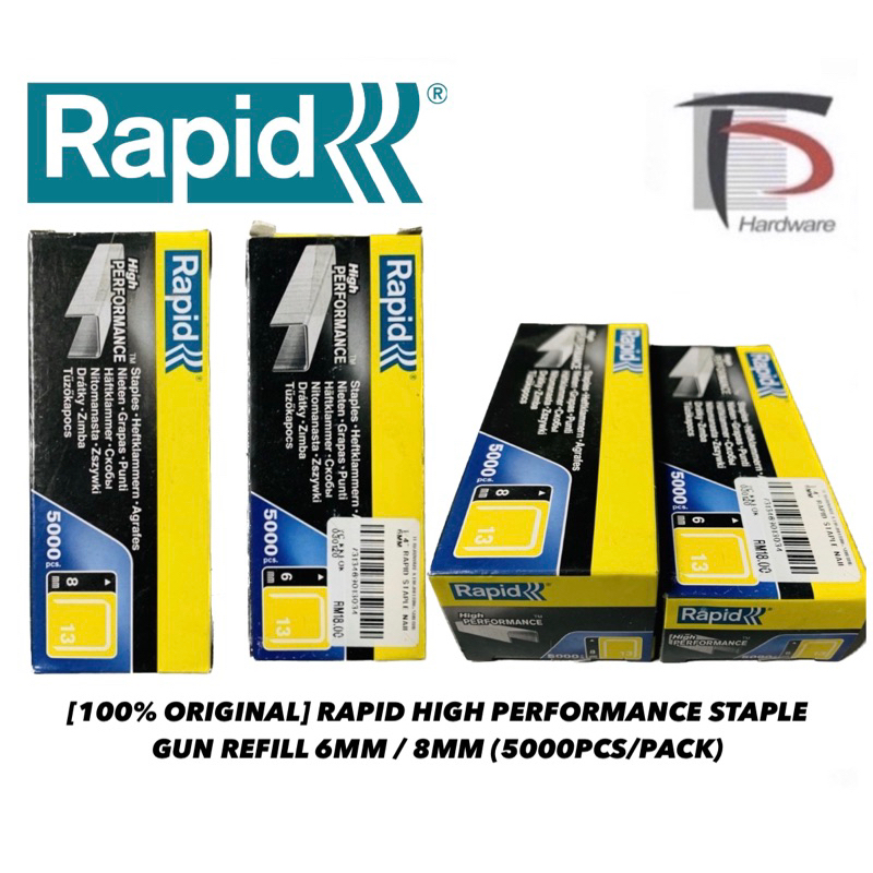 [100% ORIGINAL] RAPID HIGH PERFORMANCE STAPLE GUN REFILL 6MM / 8MM ...