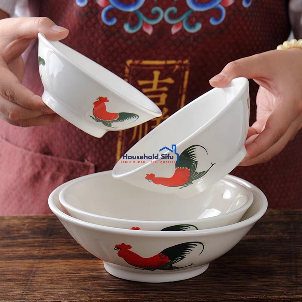 Traditional Rooster Bowl Classic Chicken and flower Bowl Porcelain ...