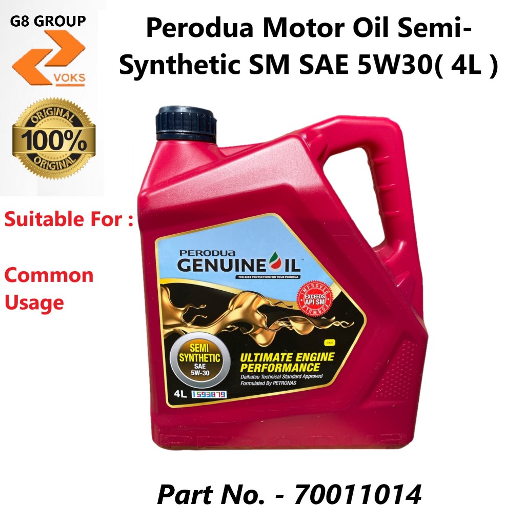 Perodua Motor OIl ( Semi-Synthetic ) SM SAE 5W30 - 4L ( 70011014 ) | Shopee Malaysia