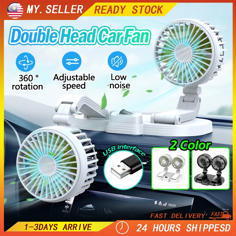 Car Strong Dual Fan Air Conditioning Double Booster Cooler 360° Desktop ...
