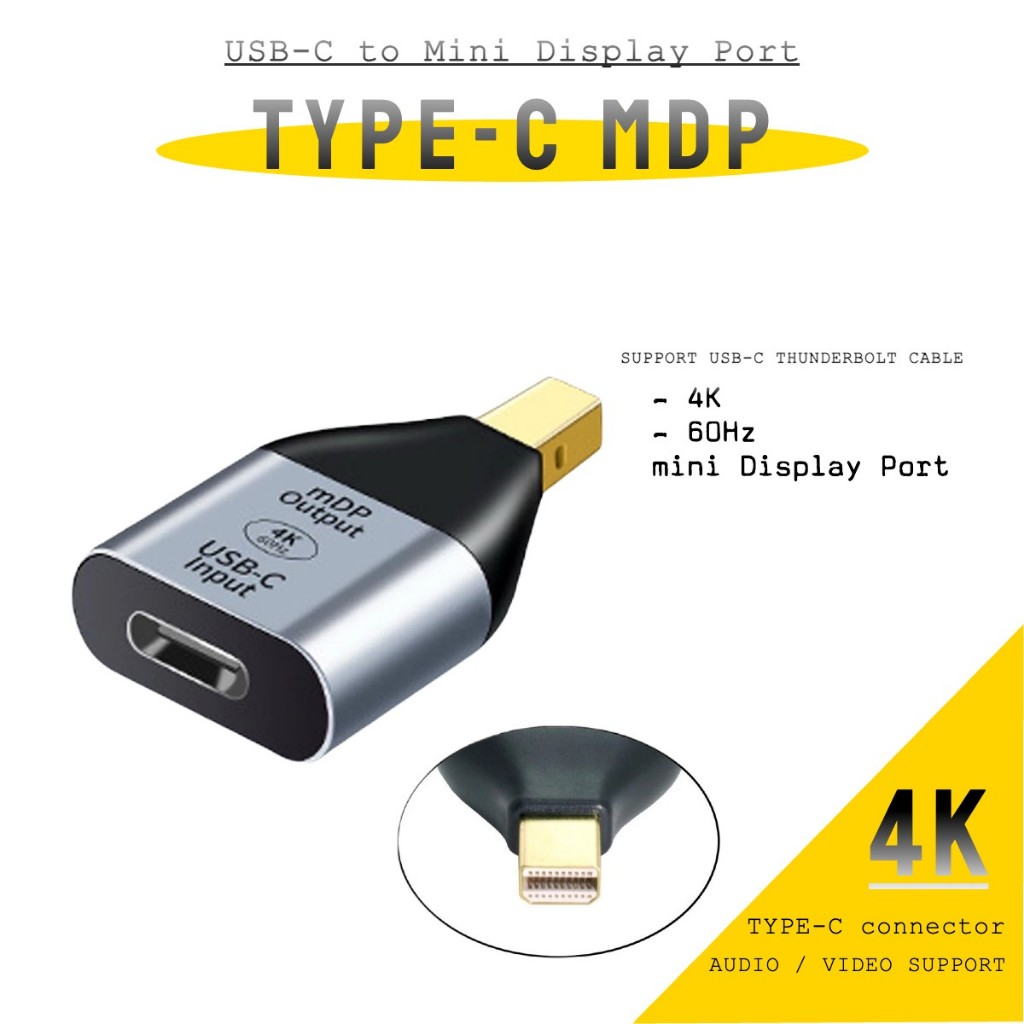 mDP to USB Type C Converter Female to Mini Display Port Male Adapter ...