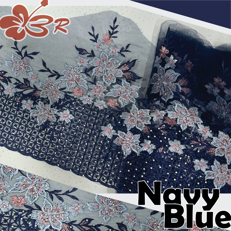 Renda Border Lace Batu Kilat / Kain Renda Corak Bunga Mewah / Sesuai ...