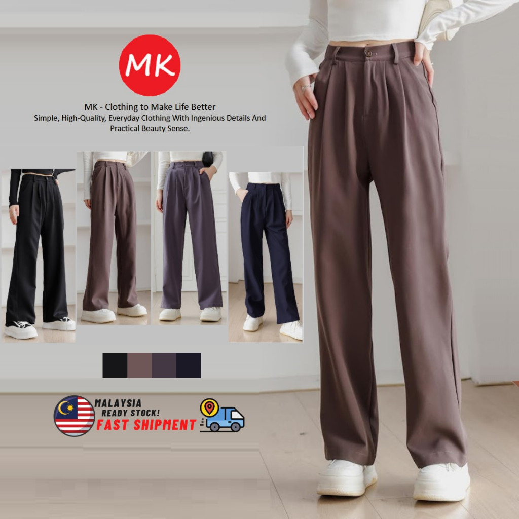 MK Suit Pants Women Long Slack Pants Women Straight Cut Casual Pants ...