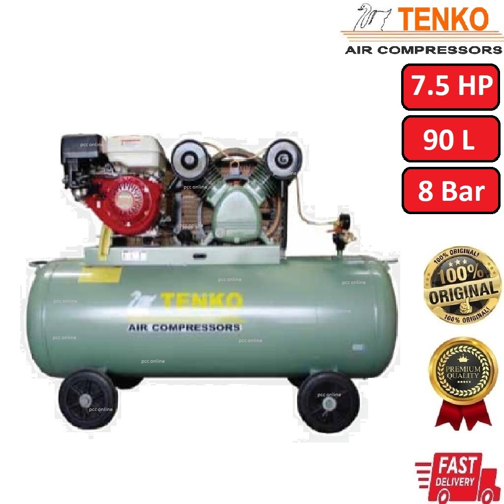 Tenko V-0.17 Petrol Engine Air Compressor 7.5HP 90litre 8bar (Can Fit ...