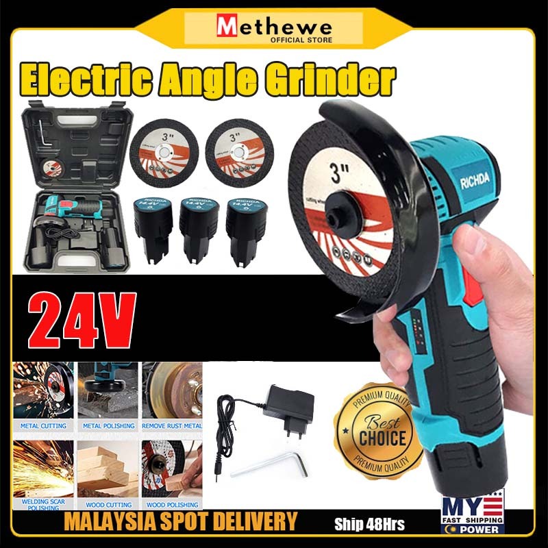 METHEWE 24V Wireless Electric Angle Grinder Handheld Cutter for Cutting ...