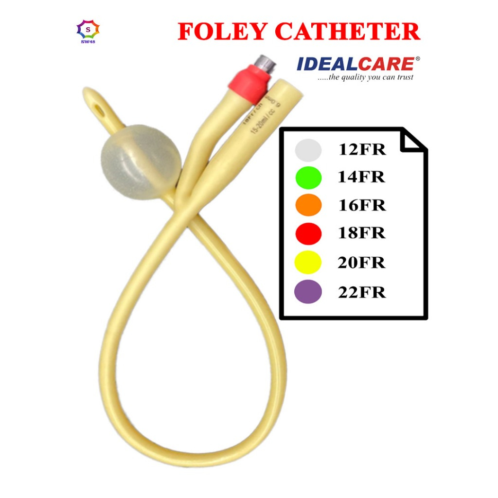 FOLEY CATHETER (IDEALCARE) STERILE PACK SILICONE COATED PER PC | Shopee ...