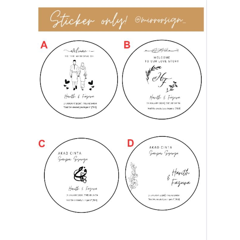Sticker wedding board BULAT mirror sticker / welcome board | Shopee ...