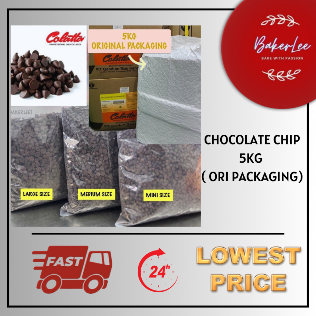 5KG COLATTA DARK CHOCOLATE CHIPS / COMPOUND CHIPS / COKLAT CHIPS (LARGE ...