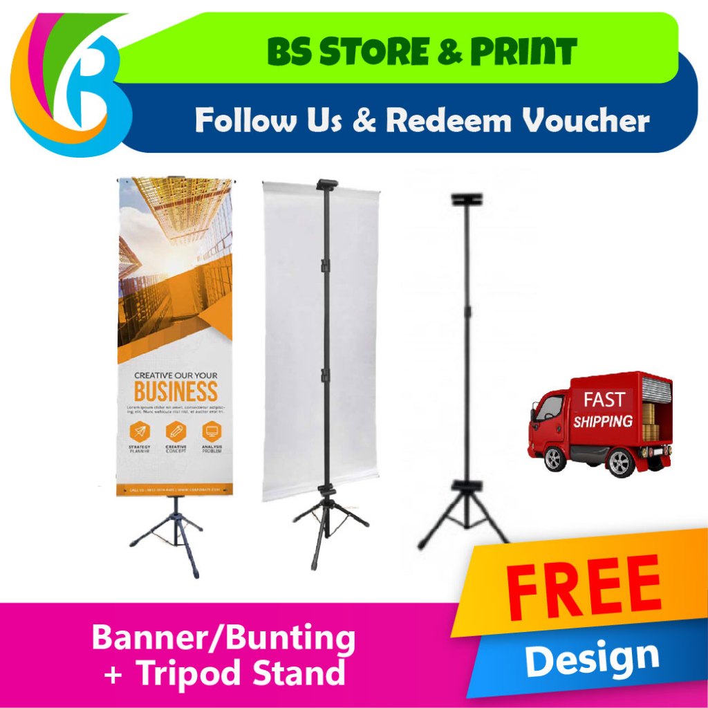 Tripod Stand Adjustable for Banner / Bunting + Printing (FREE Design ...