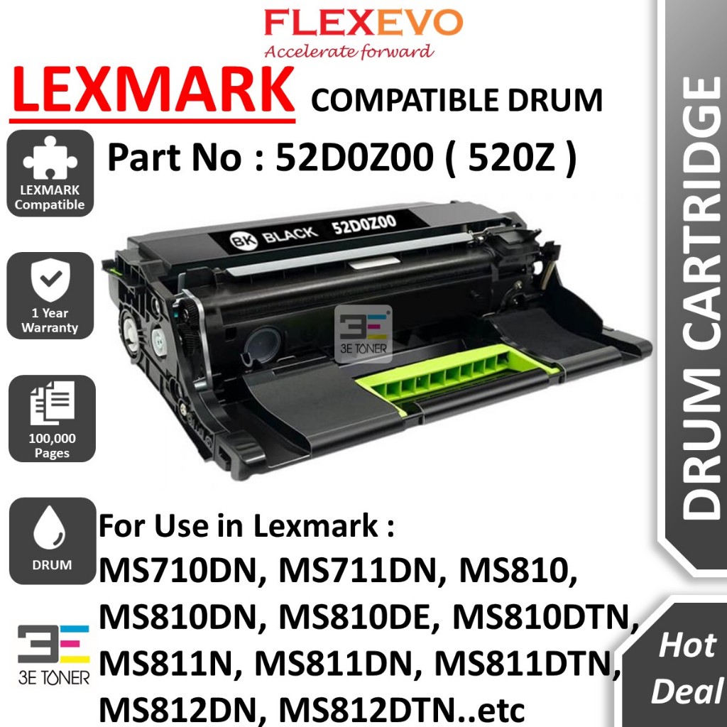 Lexmark 52D0Z00 Imaging Drum 520Z compatible for MS810 MS810DN MS810N MX810 MS811 MX811 MS812 ...