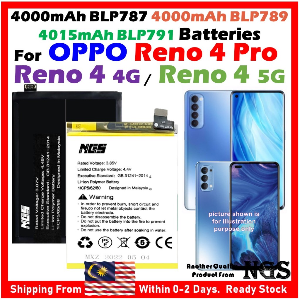 (No LOGO) ORl NGS 4000mAh BLP787 BLP789 / 4015mAh BLP791Battery For OPPO Reno 4 Pro / OPPO Reno ...