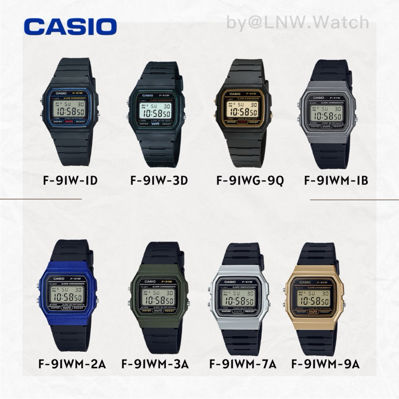100% ORI Casio • F-91W-1D / F-91W-3D / F-91WG-9Q / F-91WM-1B / F-91WM-2A / F-91WM-3A / F-91WM-7A ...