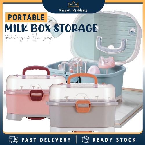 Portable Baby Milk Bottle Storage Box With Lid Dustproof Milk Powder ...