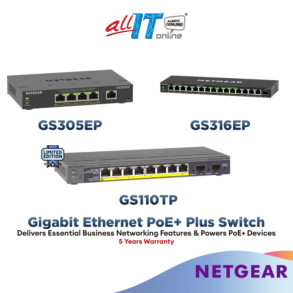 Netgear GS305EP / GS308EP / GS316EP / GS110TP Managed POE Switches ...