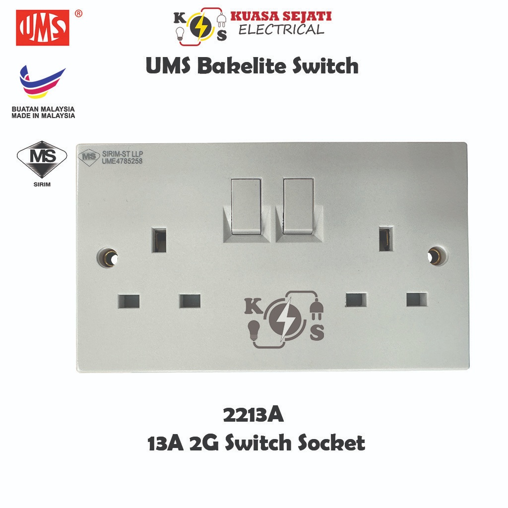 UMS 2913A Switch Socket 13A & 15A And 20A Water Heater Switch / 1G 1W ...