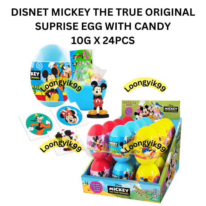 YLF DISNEY MICKEY THE TRUE ORIGINAL SURPRISE EGG WITH CANDY 10G X 24PCS ...