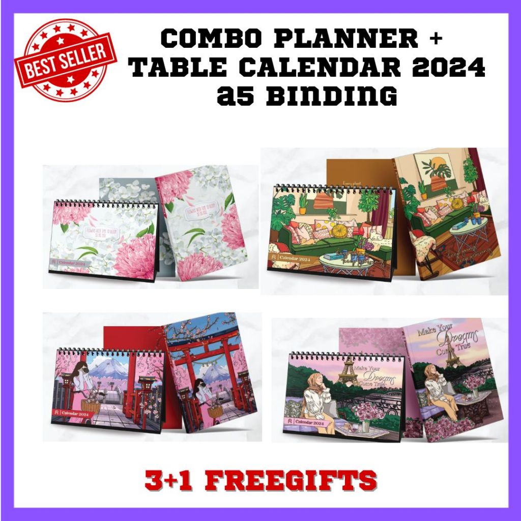 SET COMBO JIMAT Planner dan Calendar 2024 Monthly Weekly Planner Diary ...