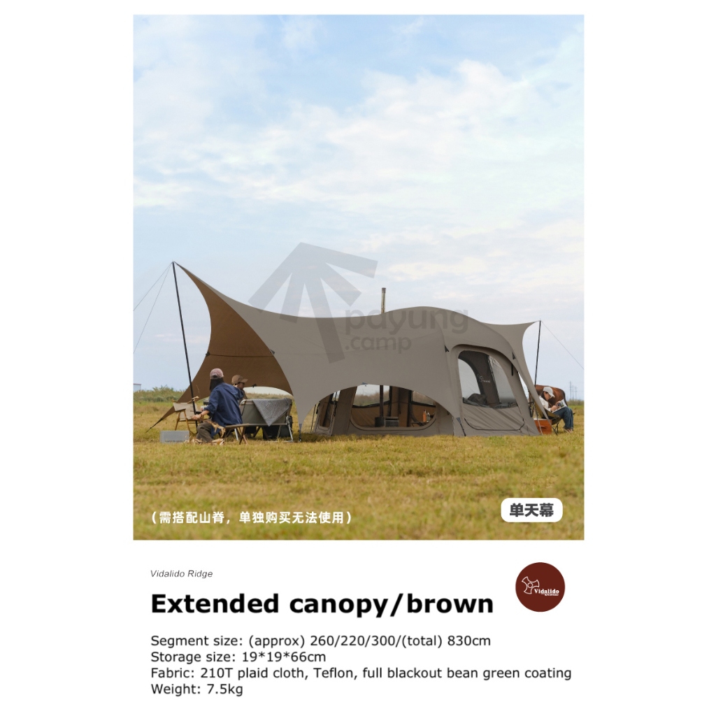 VIDALIDO Ridge Tent Tear-Proof Fire-Proof Connecting Modular Camping ...