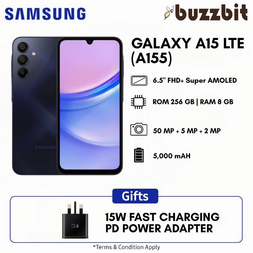 【8GB + 256GB】Samsung Galaxy A15 LTE (A155) With 15W Fast Charge PD ...