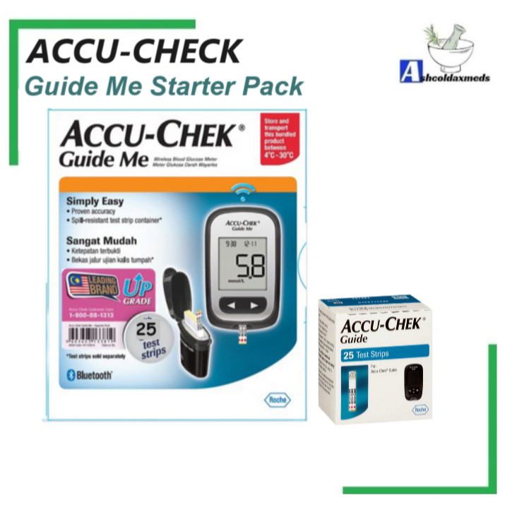 STARTER PACK PROMO Accu-Check Guide Me Glucose Meter With 25S Test ...