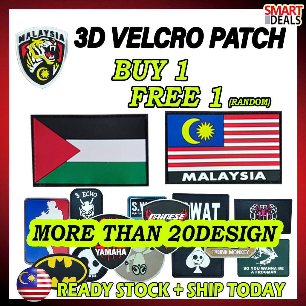 Palestine Flag Patch Bendera Malaysia Palestine Patches 3D Logo Rubber Velcro Patch Badge PVC ...
