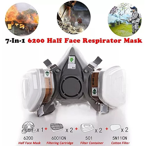 6200 (7 IN 1)Reusable Respirator Mask, Half Face Cover Set for Painting ...