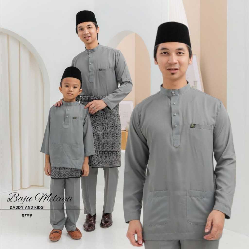 Warna Grey ∘ Baju Melayu Moden Cekak Musang Set Sedondon Ayah Dan Anak - Warna Kelabu | Shopee ...