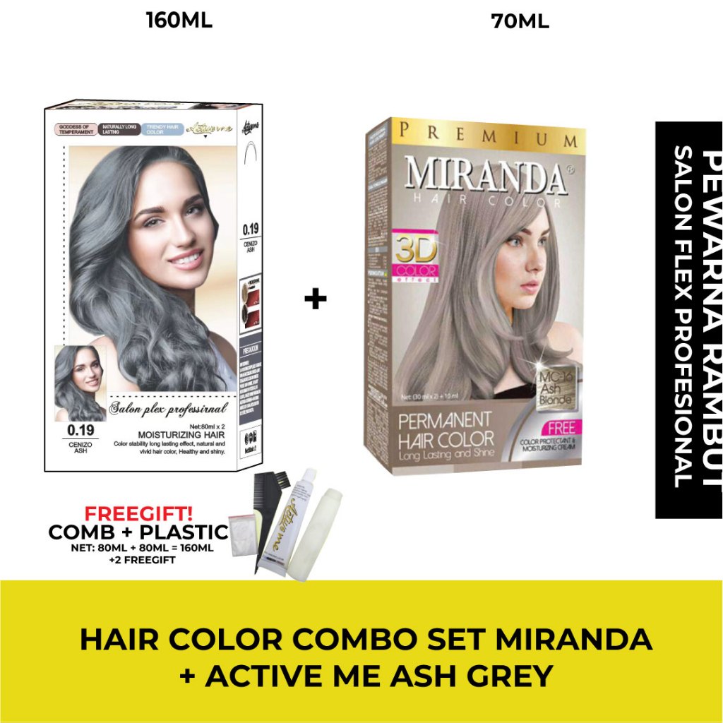 HAIR COLOR COMBO SET PADU MIRANDA 70ML + ACTIVE ME 160ML WARNA ASH GREY ...