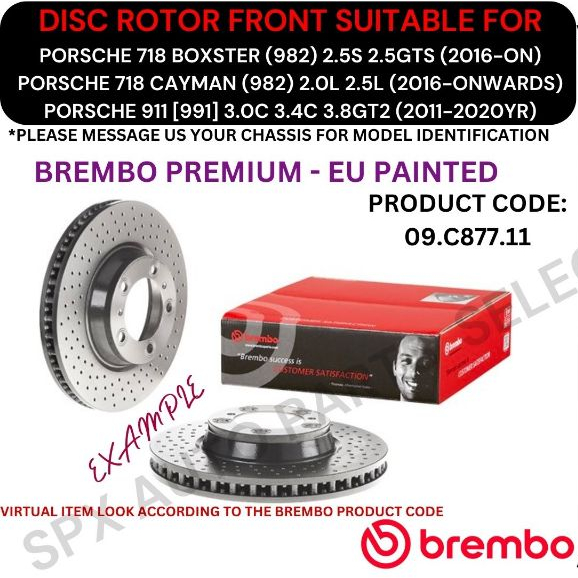 BREMBO GENUINE DISC BRAKE ROTOR (FRONT) FOR PORSCHE 718 (982) [BOXSTER ...