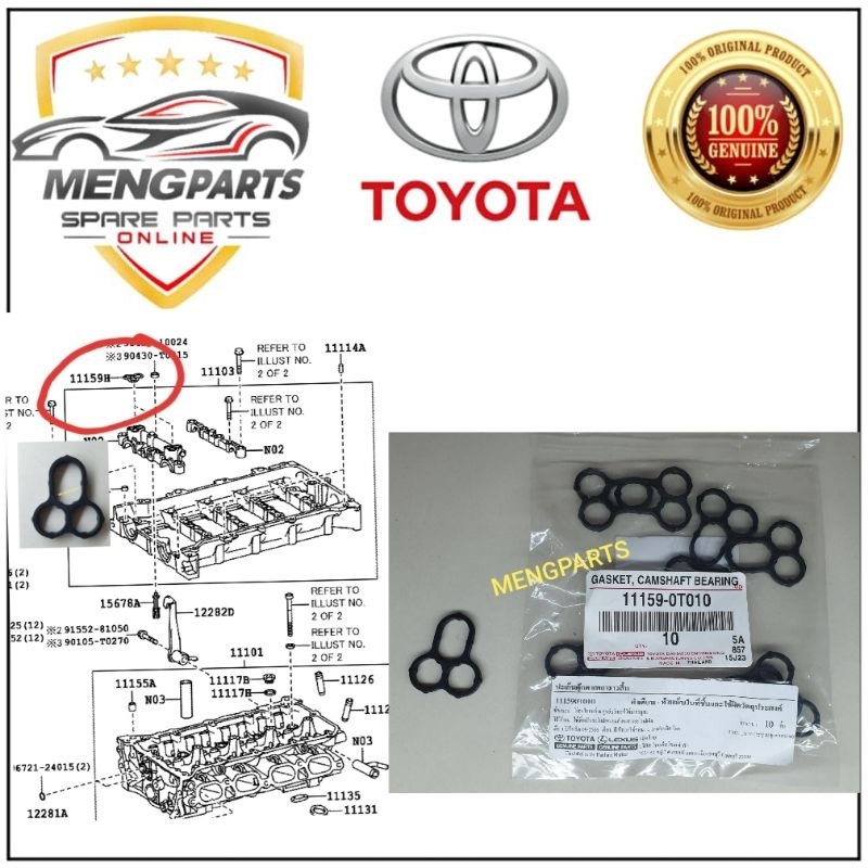 ORIGINAL TOYOTA 2ZR ENGINE CAM SHAFT HOUSING O RING , CAN SHAFT HOUSING ...