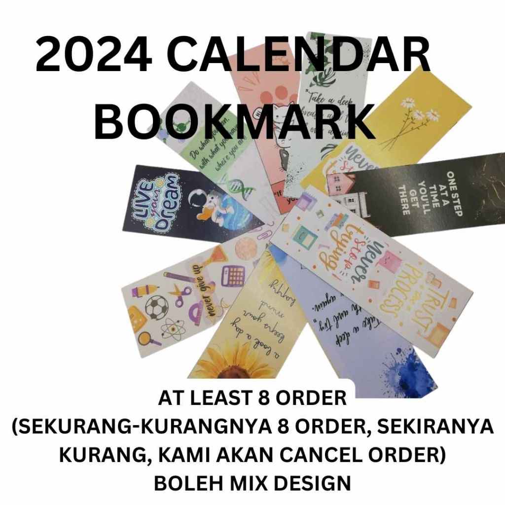 2024 CALENDAR BOOKMARK WITH INSPIRATIONAL QUOTES/ PENANDA BUKU KALENDAR ...