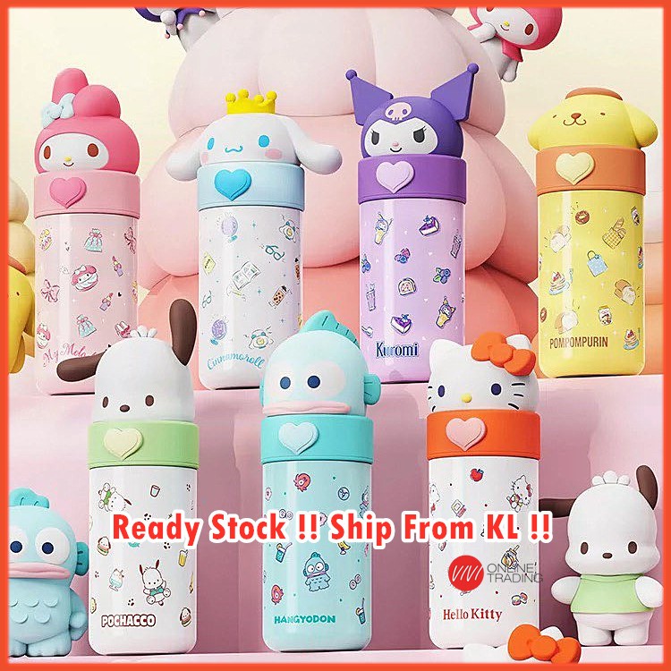 Sanrio Thermos Bottle Stainless Steel 350ML Vacuum Flask Water Cup Kuromi Cinnamoroll ...