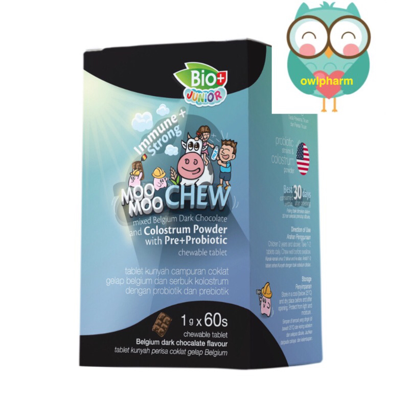 Bio+ Junior Moo Moo Chewable Tabs 1g x 60s Prebiotic Mixed Belgium Dark ...