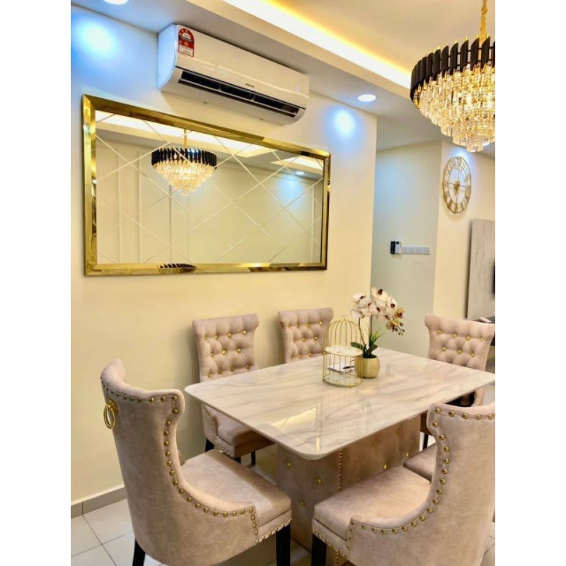 [READYSTOCK] DIAMOND WALL MIRROR WITH STAINLESS STEEL FRAME GOLD ...