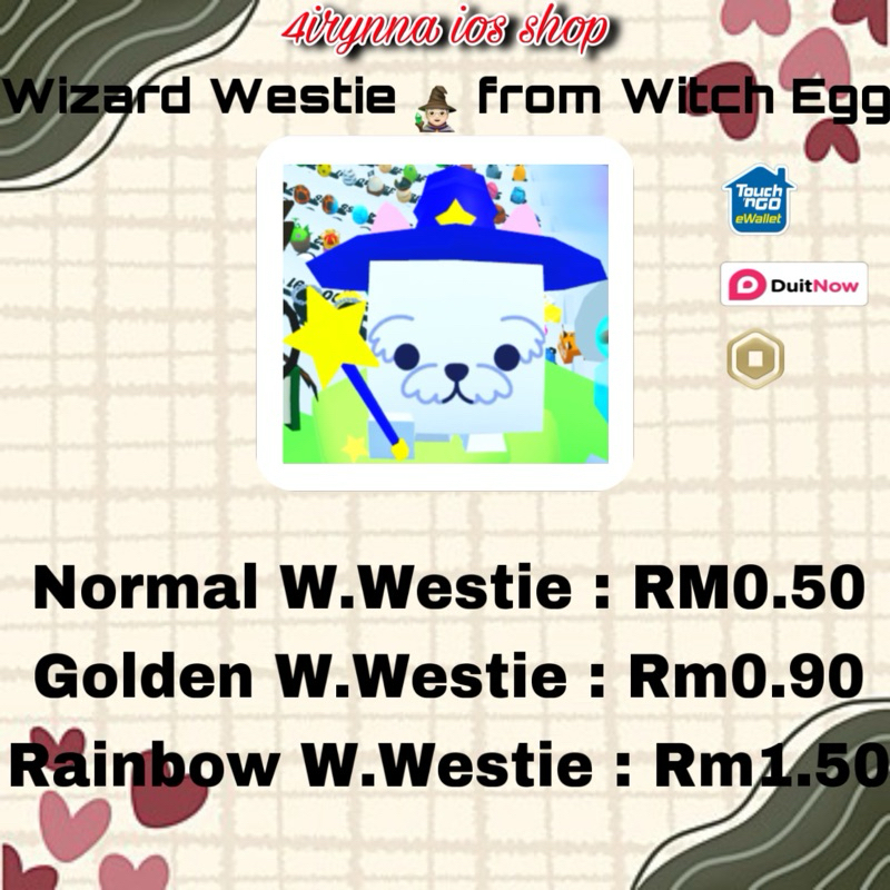 Pet Simulator 99 (PS99) WIZARD WESTIE kids game roblox cheap pets ...