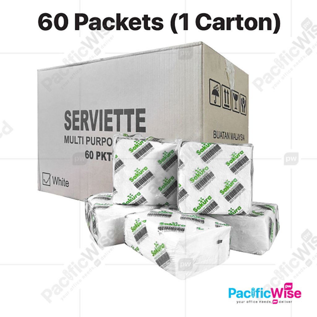 Serviettes Tissue/Sakura/Serviettes Tisu/Tissue Paper/45gsm (60 Packs x ...