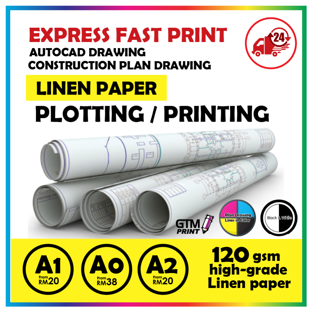 EXPRESS FAST PRINT> LINEN PAPER A1, A0 & A2 plotting PDF for ...