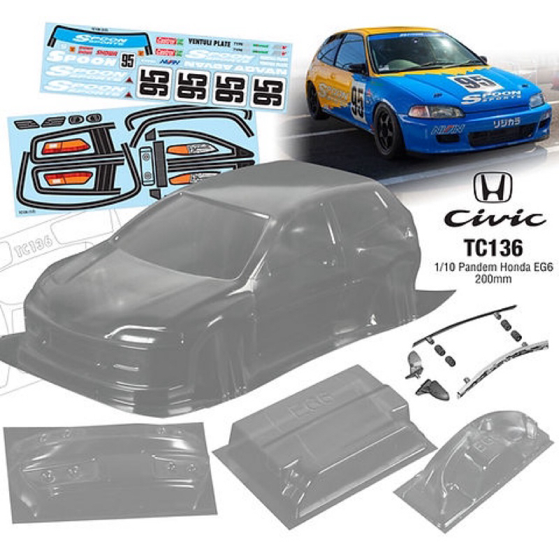 Team C TeamC TC136 1/10 Pandem Honda Civic EG6 2door 200mm Rc Rwd Drift ...