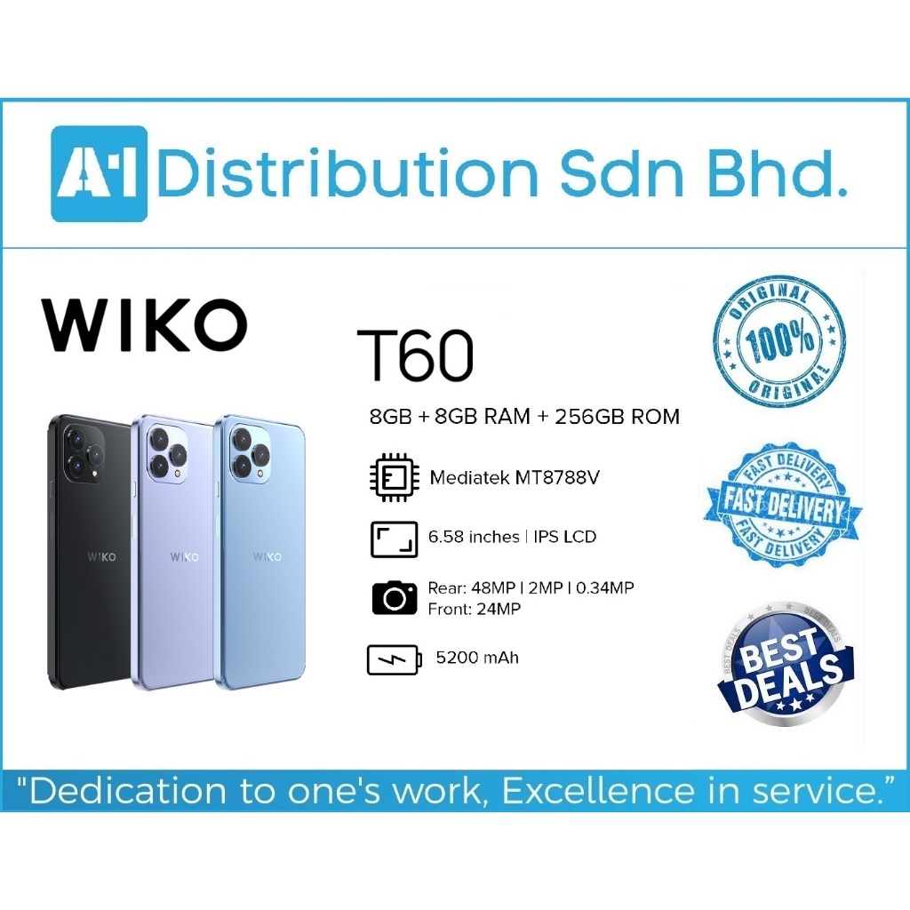WIKO T60 Smartphone [ 8GB+8GB RAM + 256GB ROM ] 100% Original WIKO MySet | Shopee Malaysia